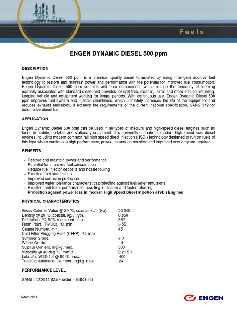 ENGEN DYNAMIC DIESEL 500 PPM | Download Free PDF | Diesel Engine ...