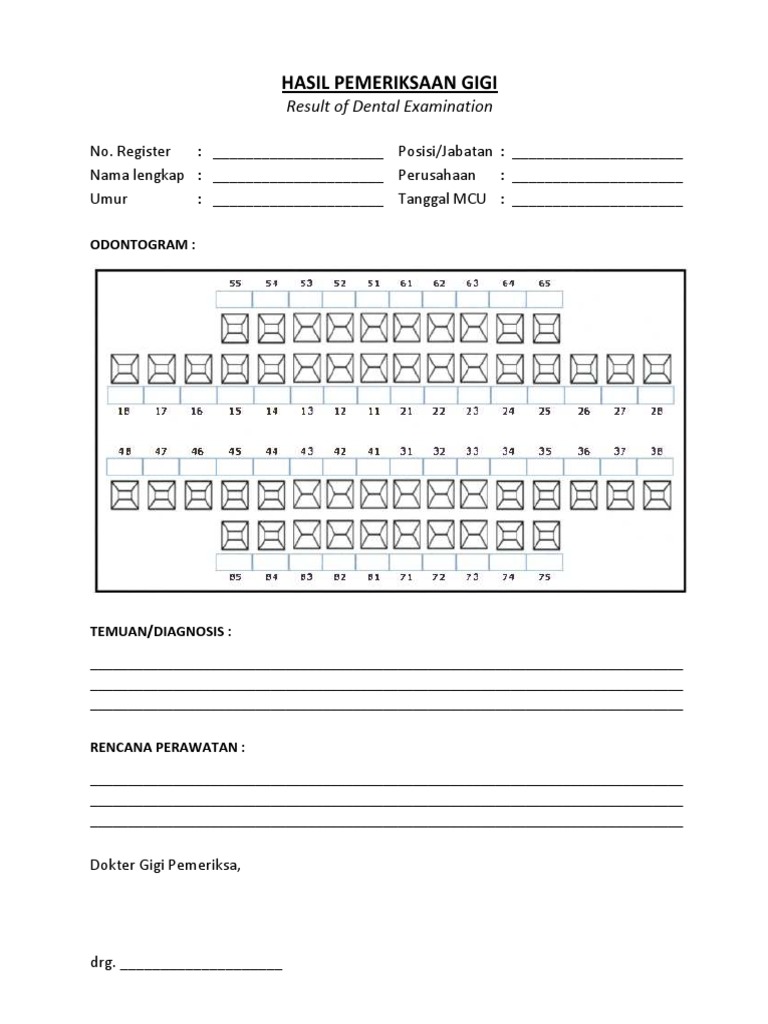 Form Pemeriksaan Gigi | PDF