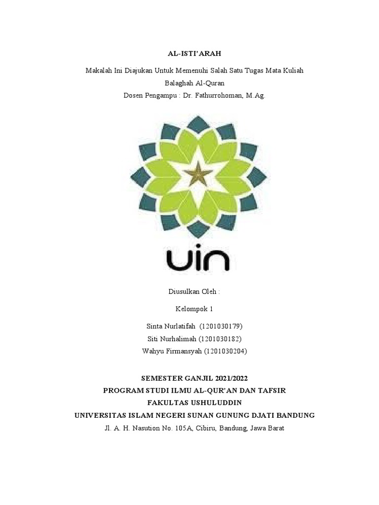 Kelompok 3 - Balaghah Al-Qur'an - Kelas 5E | PDF Kelompok 3 - Balaghah Al-Qur'an - Kelas 5E | PDF