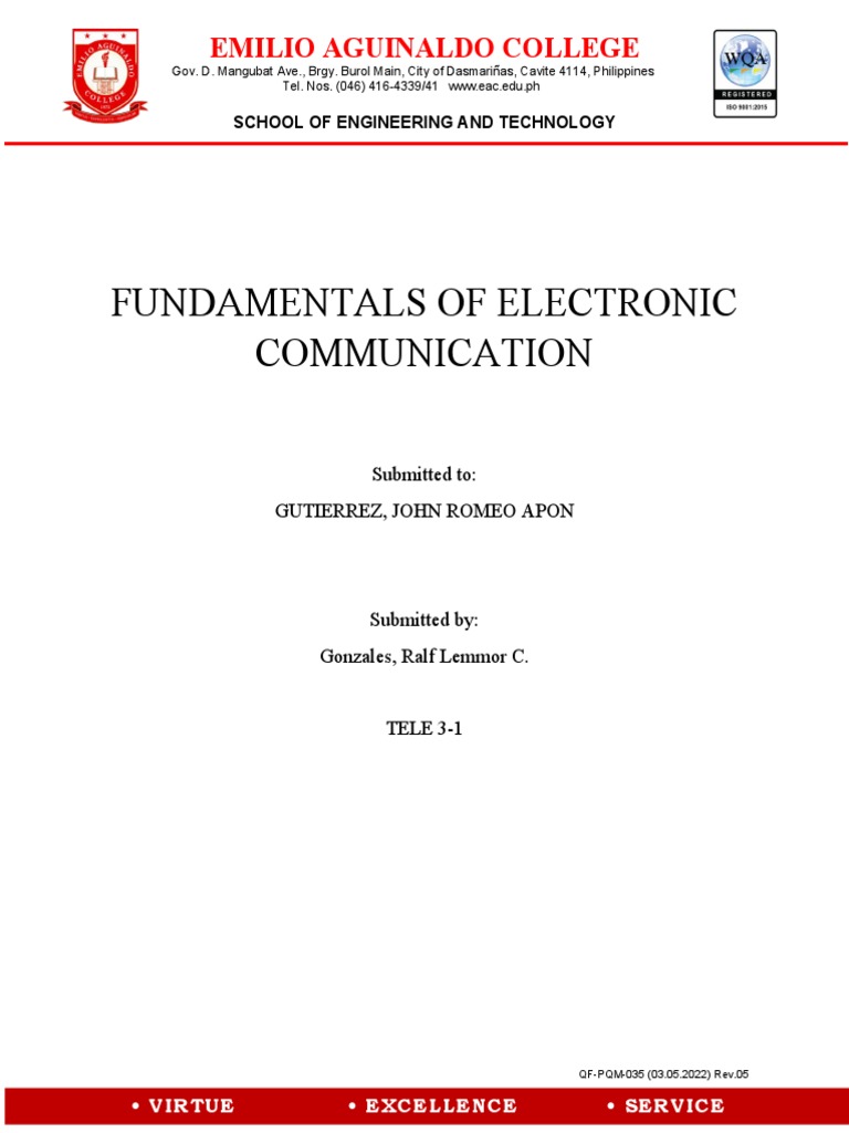 Gonzales, Ralf Lemmor C. - TELE 3 - 1 - FINALS | PDF | Modulation ...