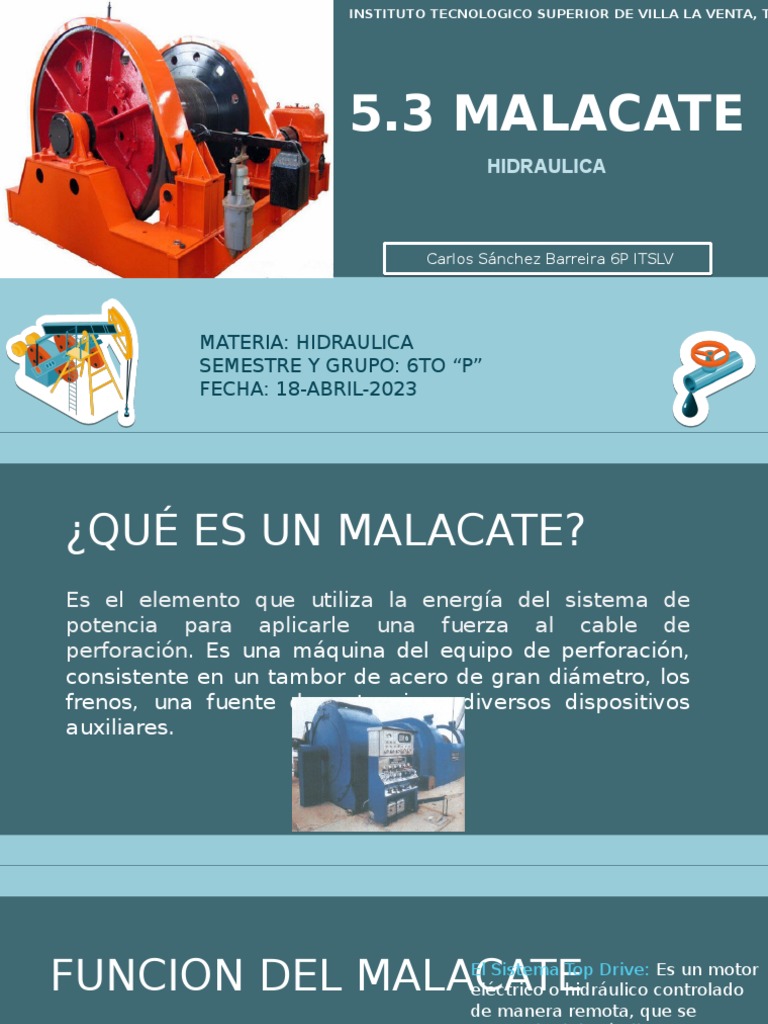Funciones y características del malacate | PDF | Perforación | Hidráulica