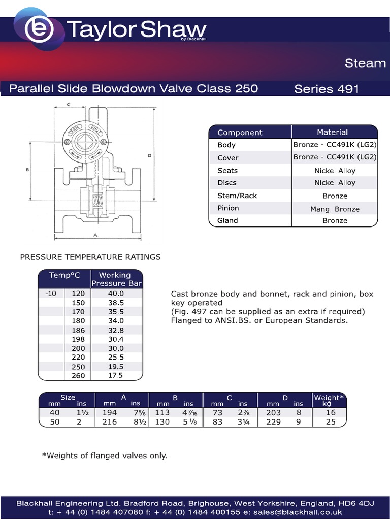 Parallel Slide Blowdown Valve Series 491 | PDF