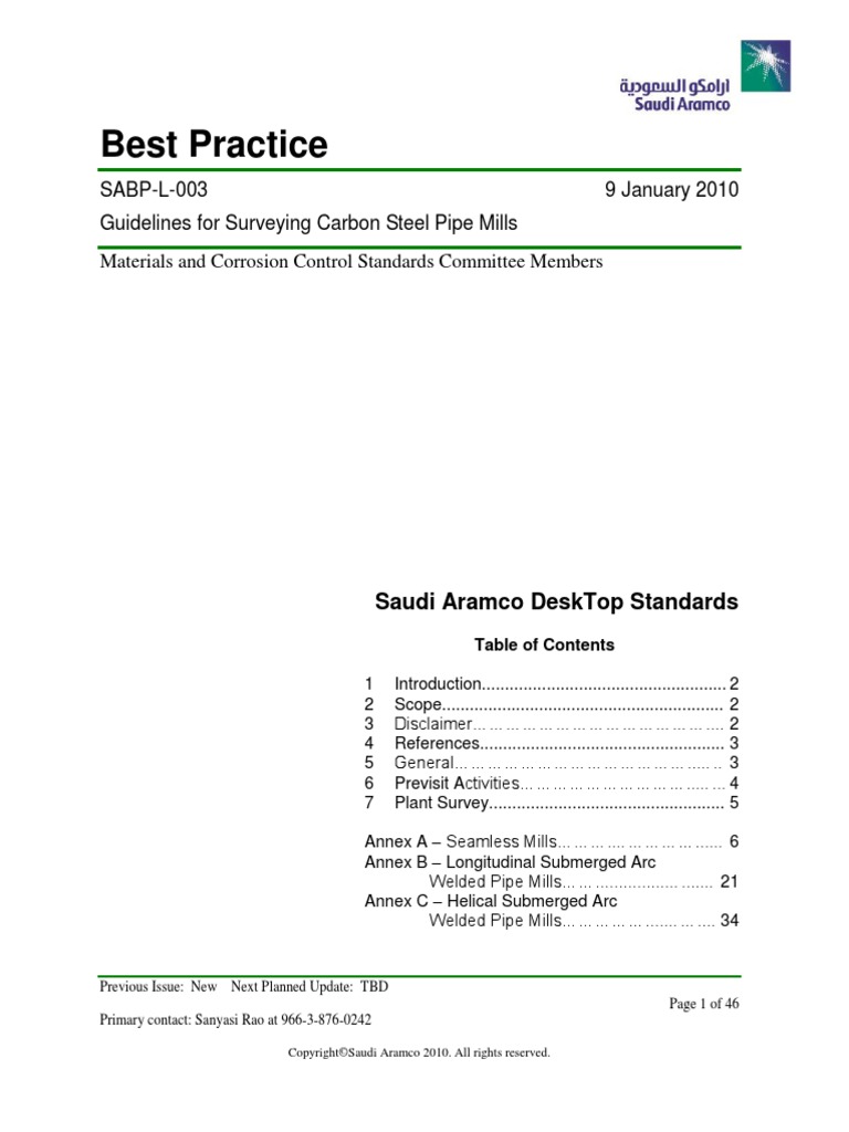 Sabp L 003 | PDF | Pipe (Fluid Conveyance) | Nondestructive Testing