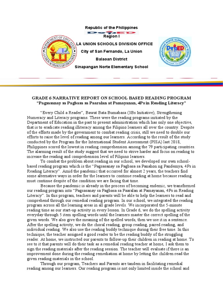 Reading Program Narrative | PDF | Literacy | Reading Comprehension