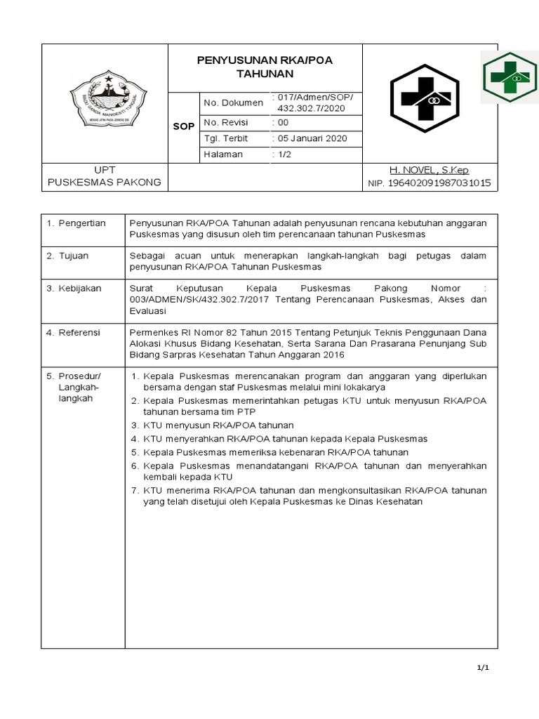 Sop Penyusunan Rka - Poa Tahunan | PDF