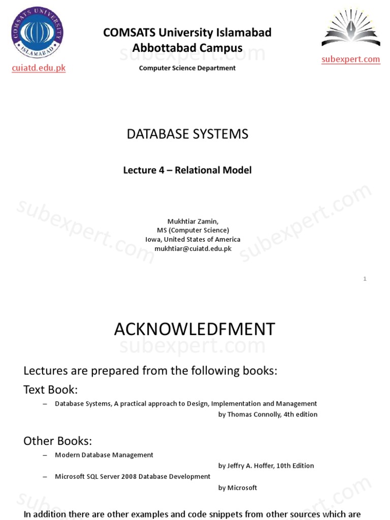 Lecture 4 Relational Model(1) | PDF | Relational Model | Relational Database