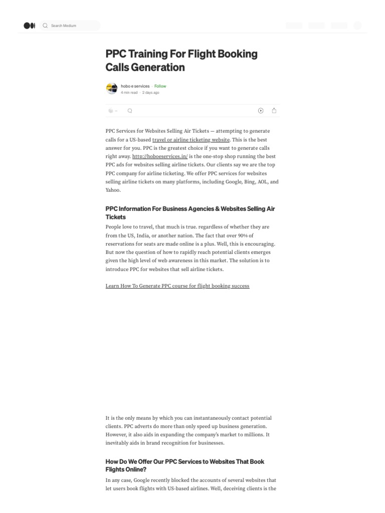 Medium Com Hoboeservicesindia PPC Training For Flight Booking Calls Generation Fbf957e3f864 ...