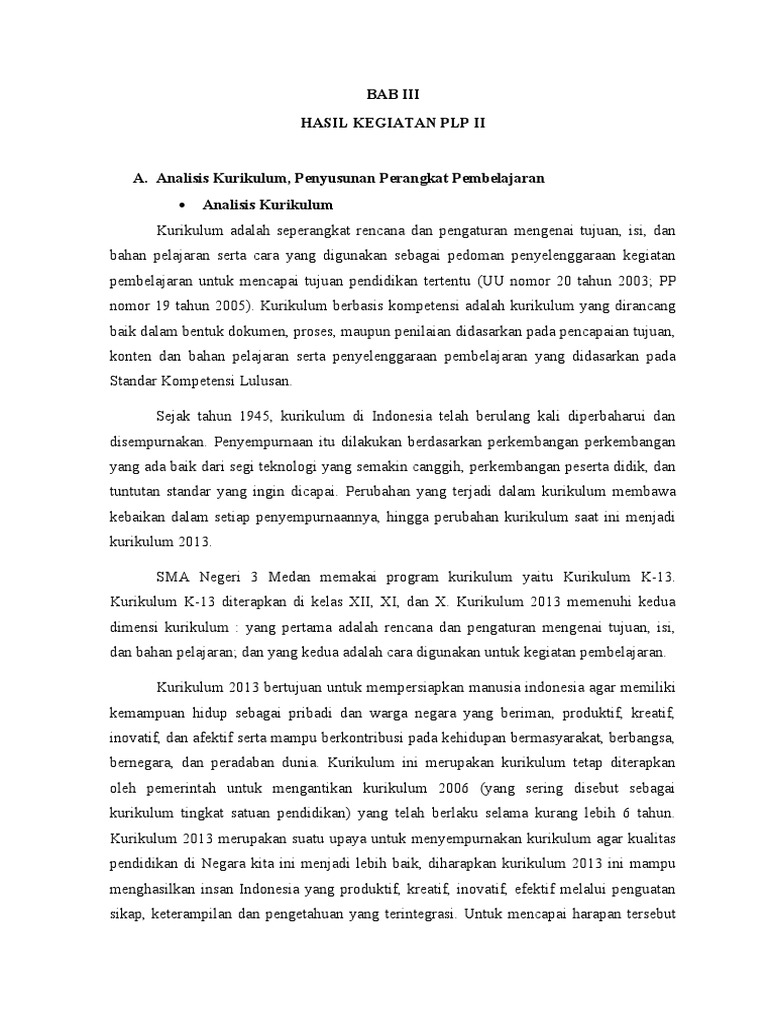 Bab III Laporan PLP - 2 Julia | PDF
