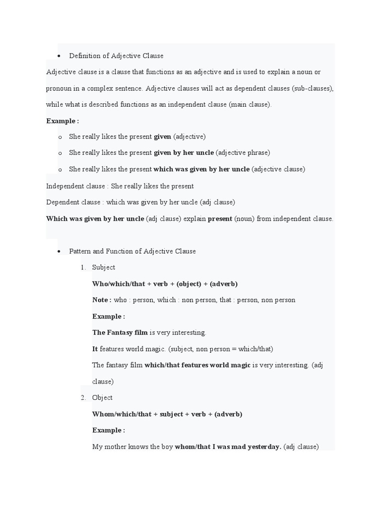 Materi Adjective Clause | PDF