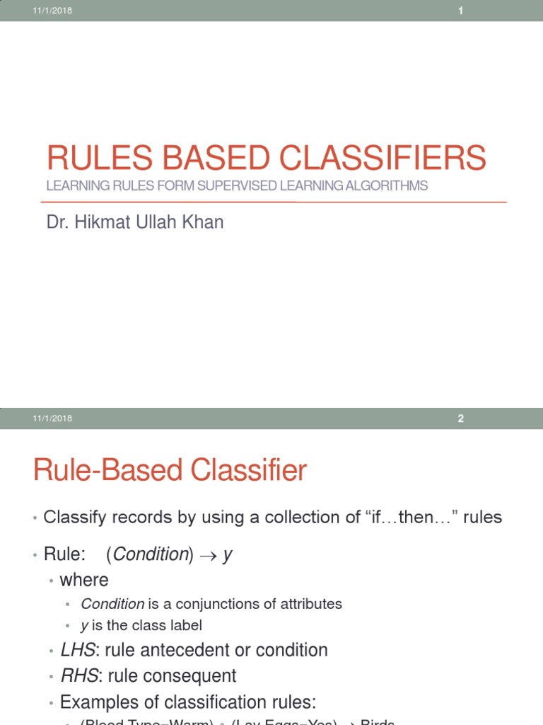 11 Ml Rule Based Classifier Pdf Reptile Statistical