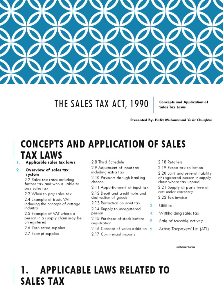 Sales Tax Act, 1990 (Taxation Concepts) | PDF | Taxes | Value Added Tax
