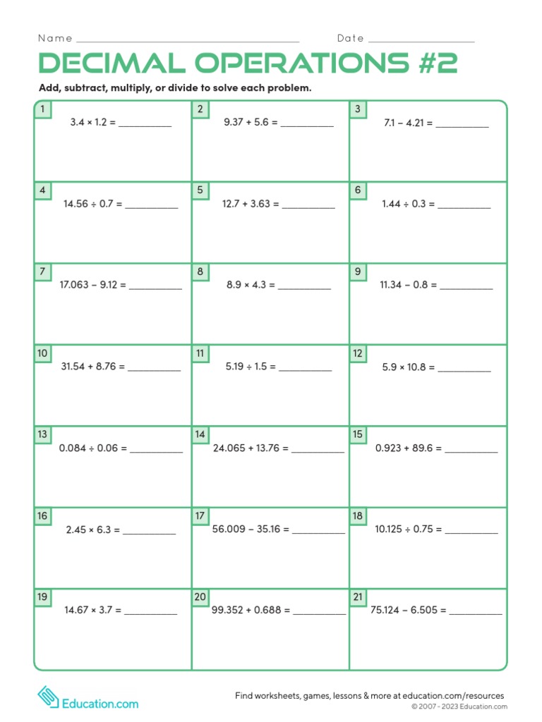 Decimal Operations 2 | PDF | Business | Teaching Methods & Materials
