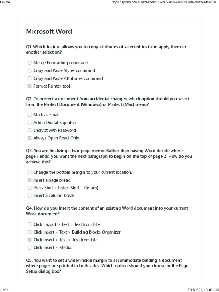 Linkedin Skill Assessments Quizzes Microsoft Word Quiz Md At Master