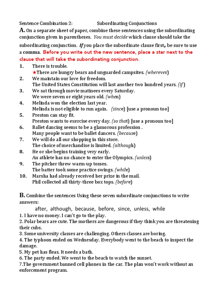 Subordinating Exercises | PDF | Semantics | Linguistic Morphology