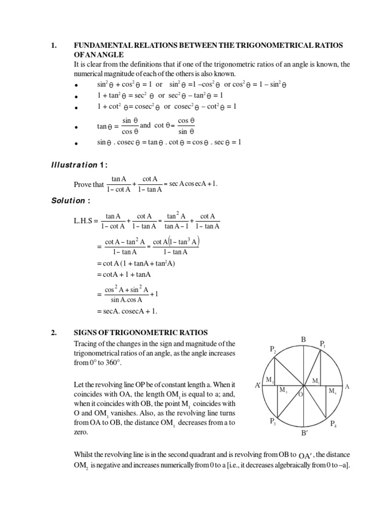 Trigo Ratios & Identities-01 - Theory | Download Free PDF ...