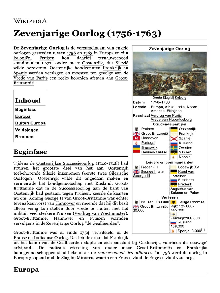Artikel Zevenjarige Oorlog | PDF
