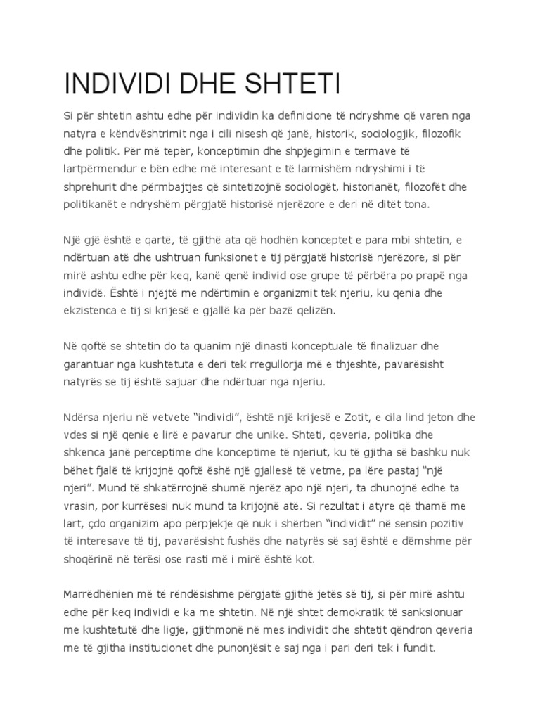Individi Dhe Shteti | PDF