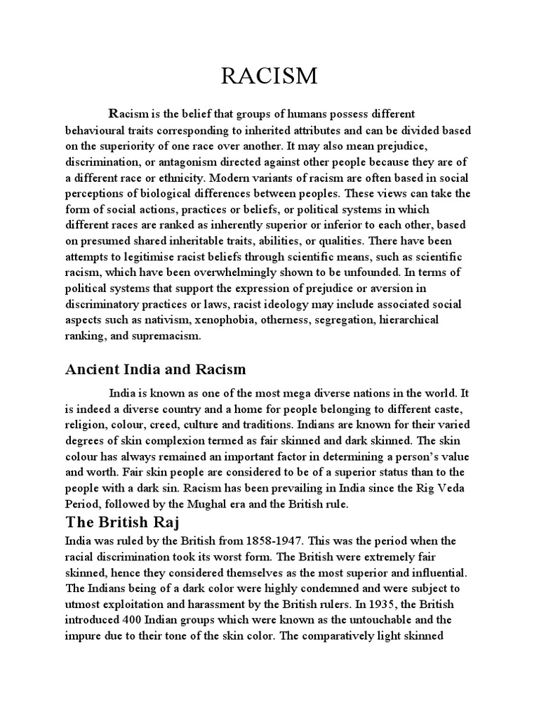 RACISM | PDF | Racism | Discrimination & Race Relations