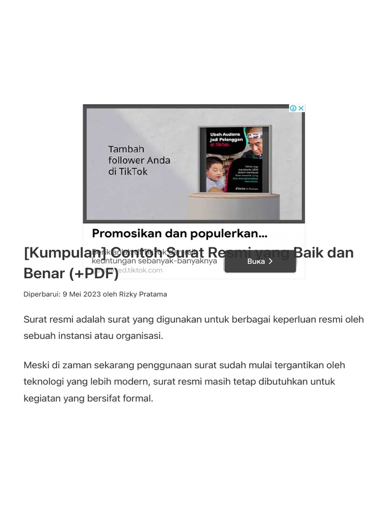 Contoh Surat Resmi yang Baik dan Benar | PDF