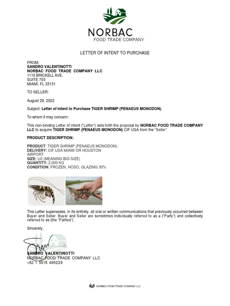 Loi Tiger Shrimp U2 To North America | PDF