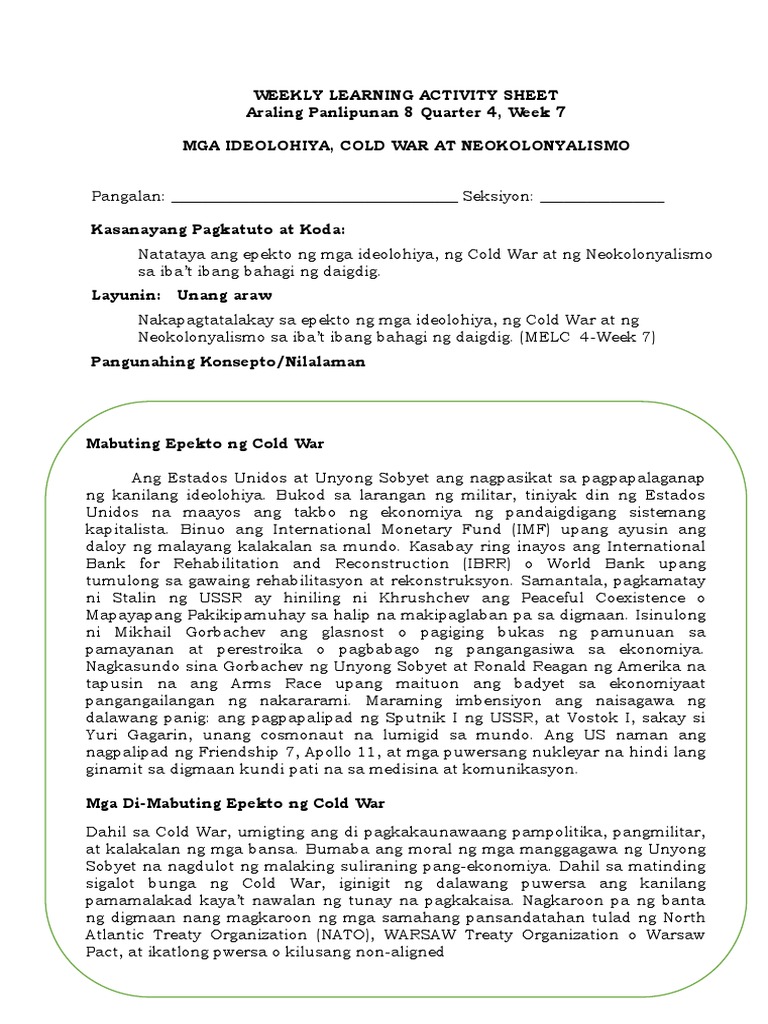 AP8 WLAS Q4 Week 7 ILIGAN | PDF