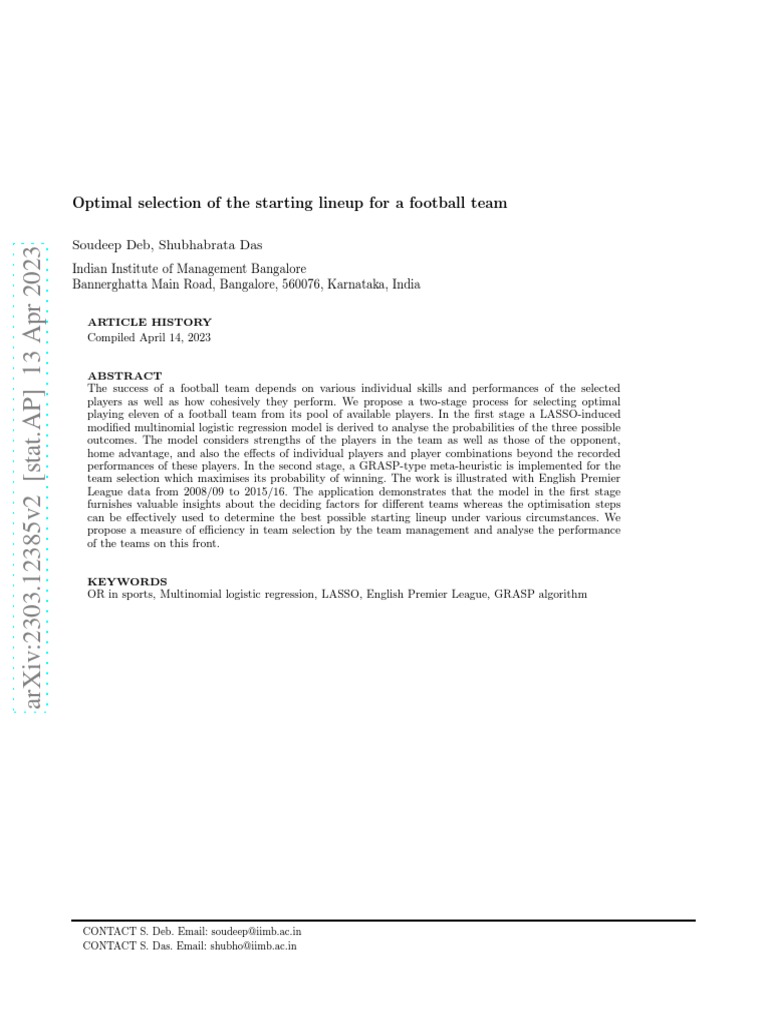 Or On Football Team | PDF | Mathematical Optimization | Dependent And ...