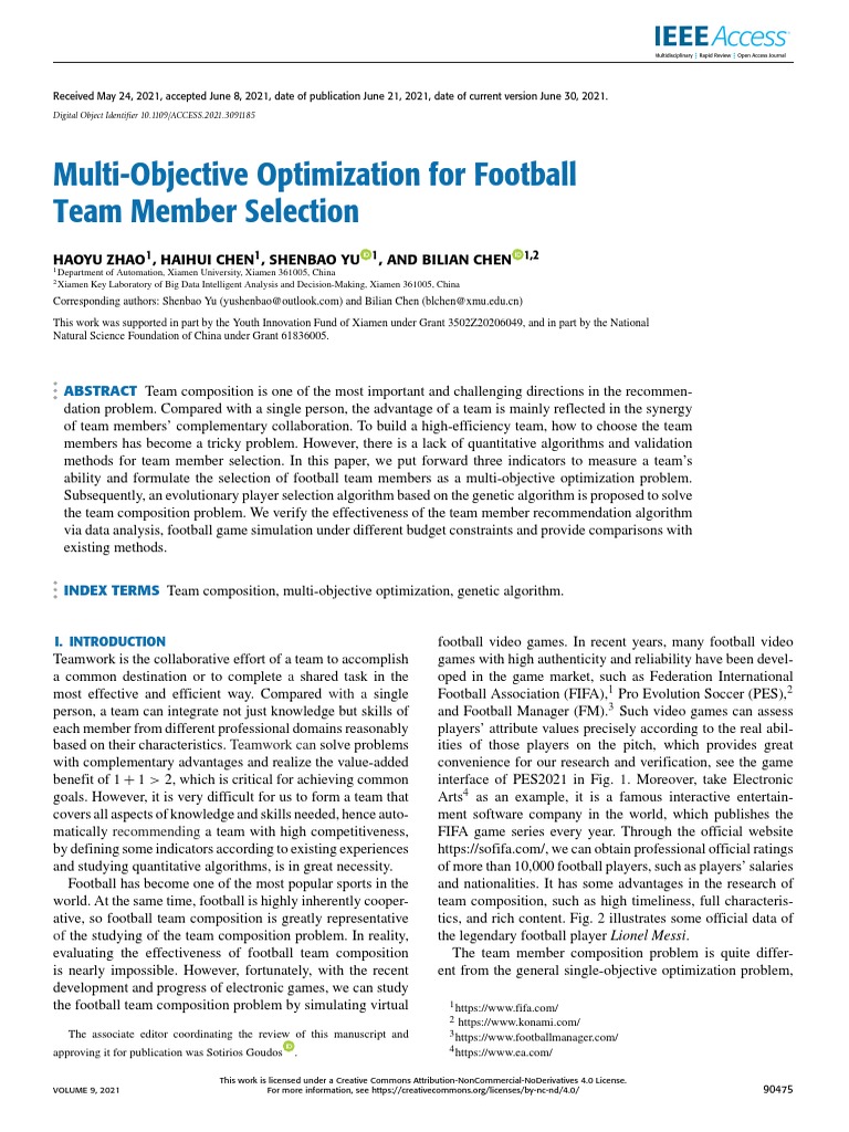 Multi-Objective Optimization For Football Team Member Selection | PDF | Mathematical ...