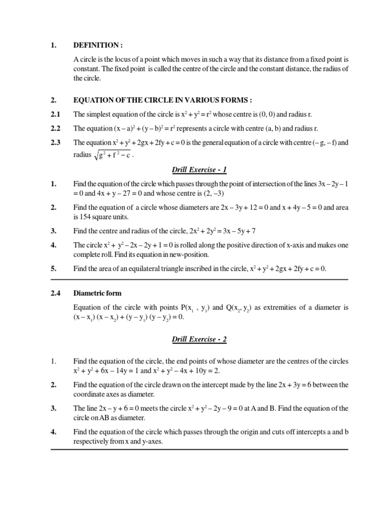 Circle 01 Theory Pdf Circle Perpendicular