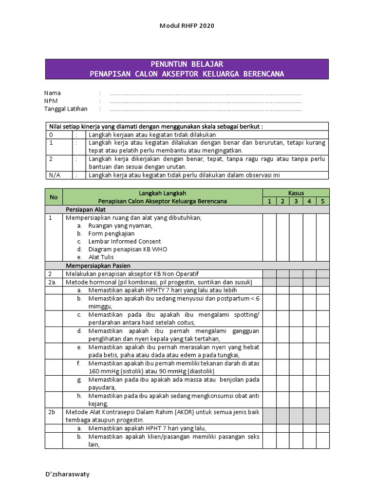 PENUNTUN BELAJAR PENAPISAN KLIEN AKSEPTOR KB | PDF