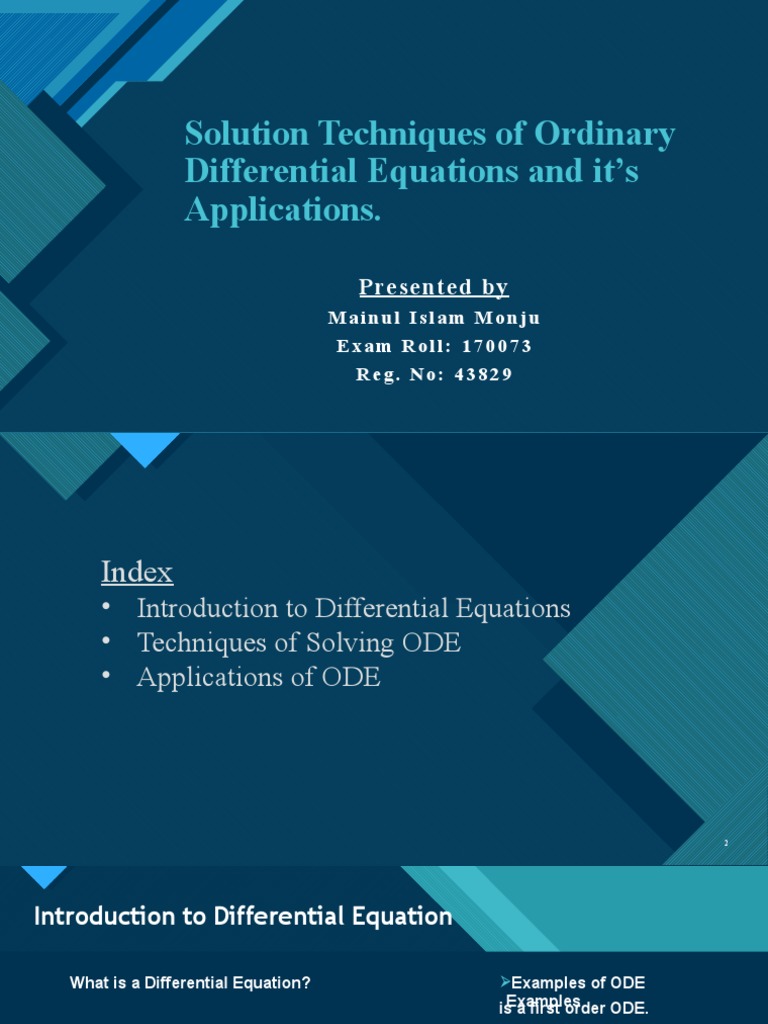 Techniques and Applications of ODEs | PDF | Differential Equations | Ordinary Differential Equation