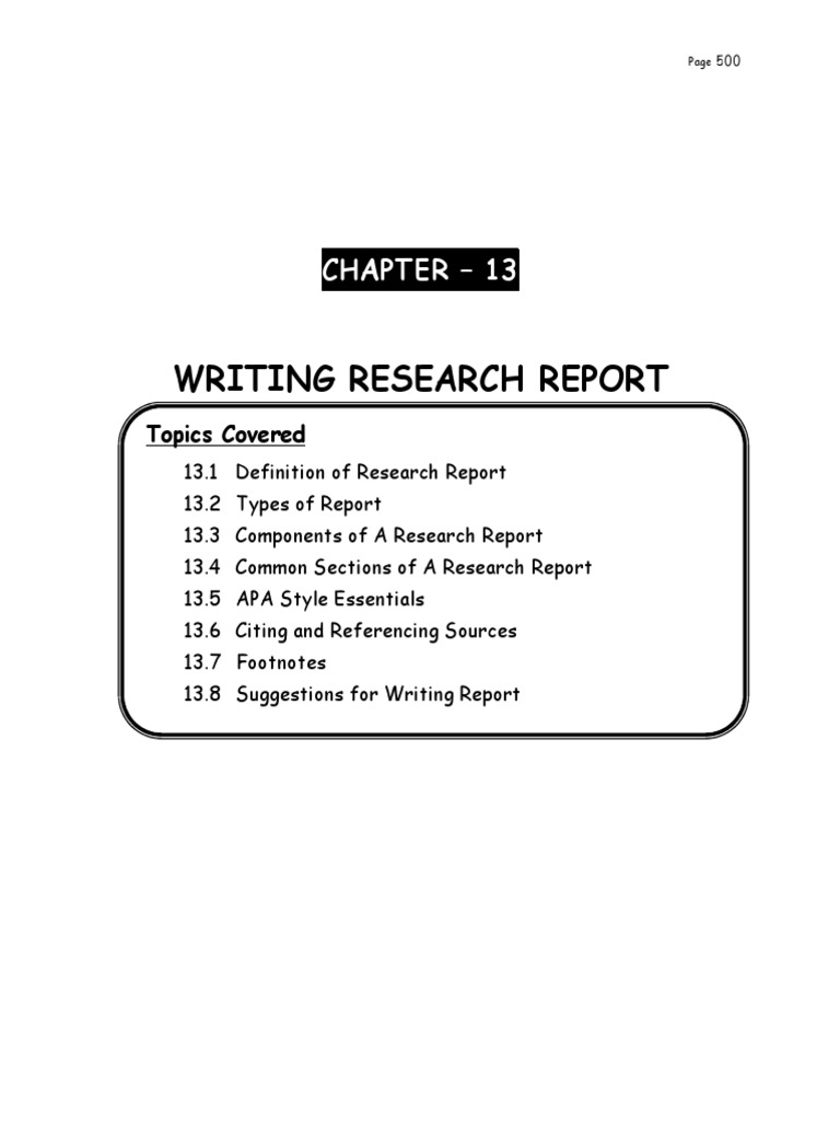 Writing Research Report: Chapter - 13 | PDF | Hypothesis | Apa Style