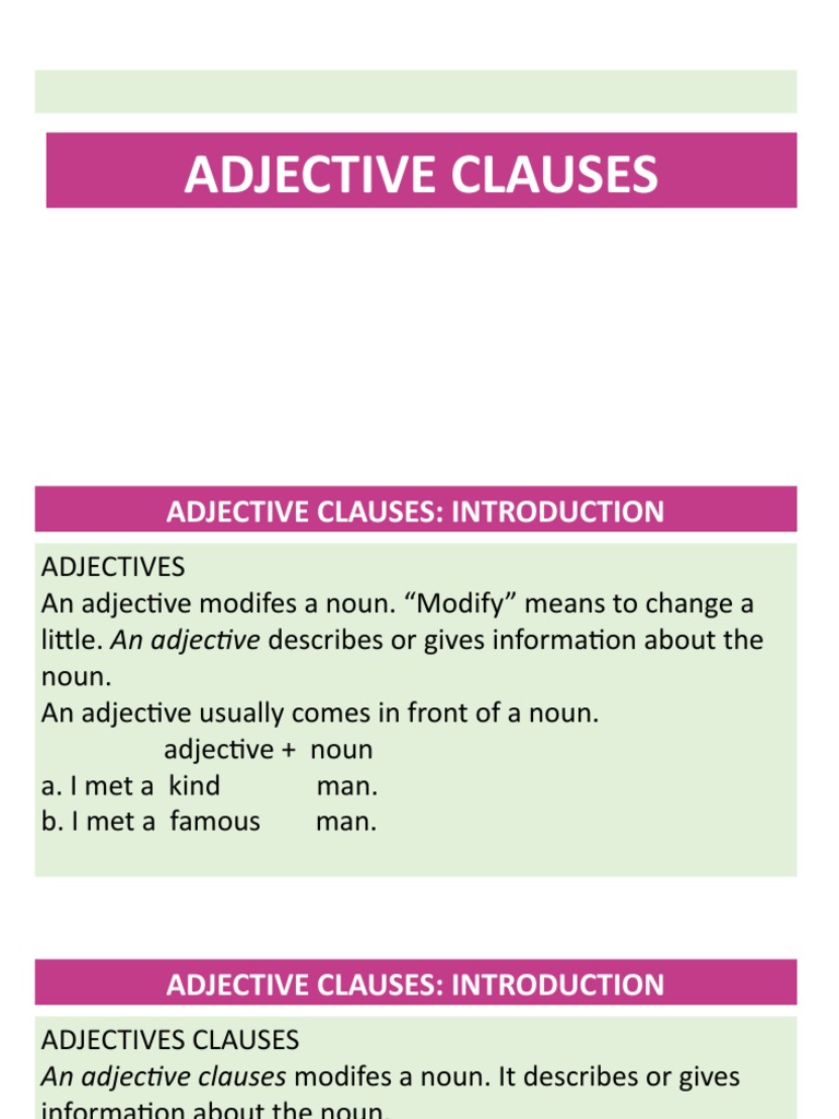 Adjective Clauses | PDF | Adjective | Clause