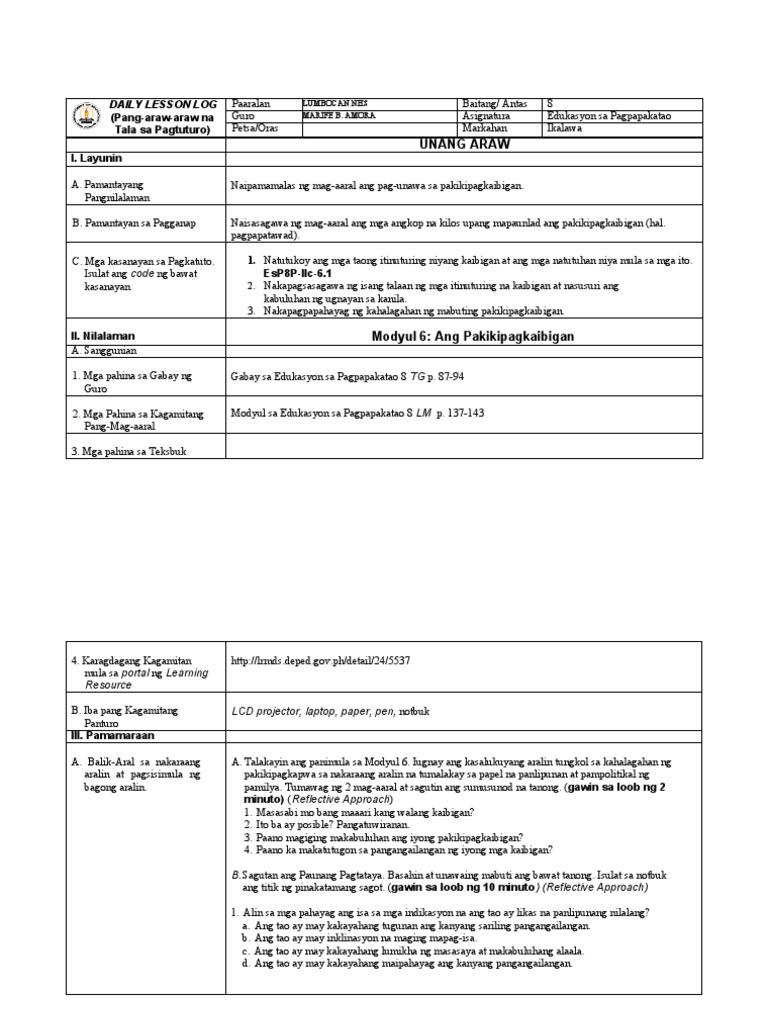 EsP DLL 8 Module 6 | PDF