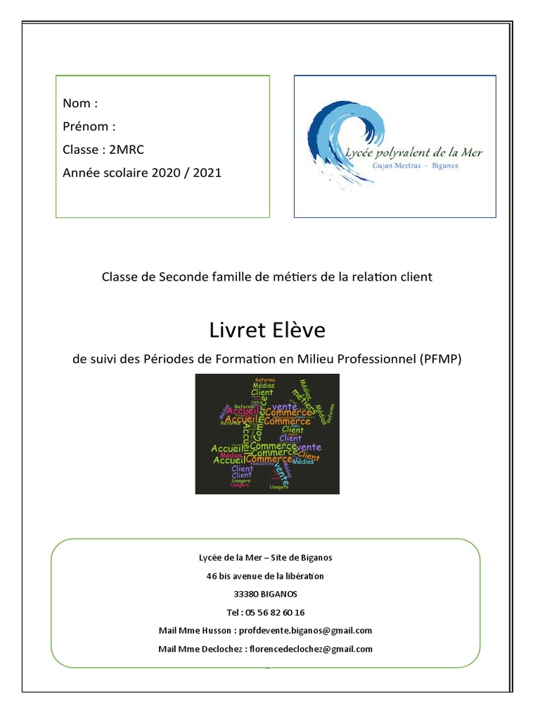 Livret Élève 2MRC PFMP 2 | PDF | Business