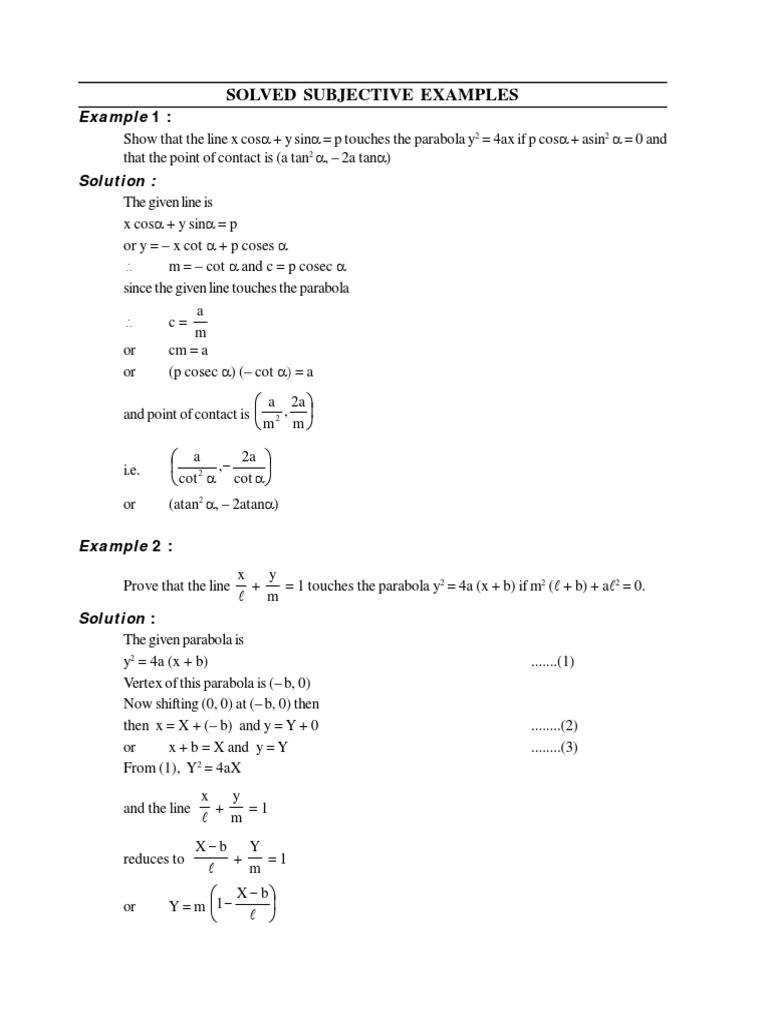 Parabola-02 - Solved Example | PDF | Analytic Geometry | Mathematical Physics