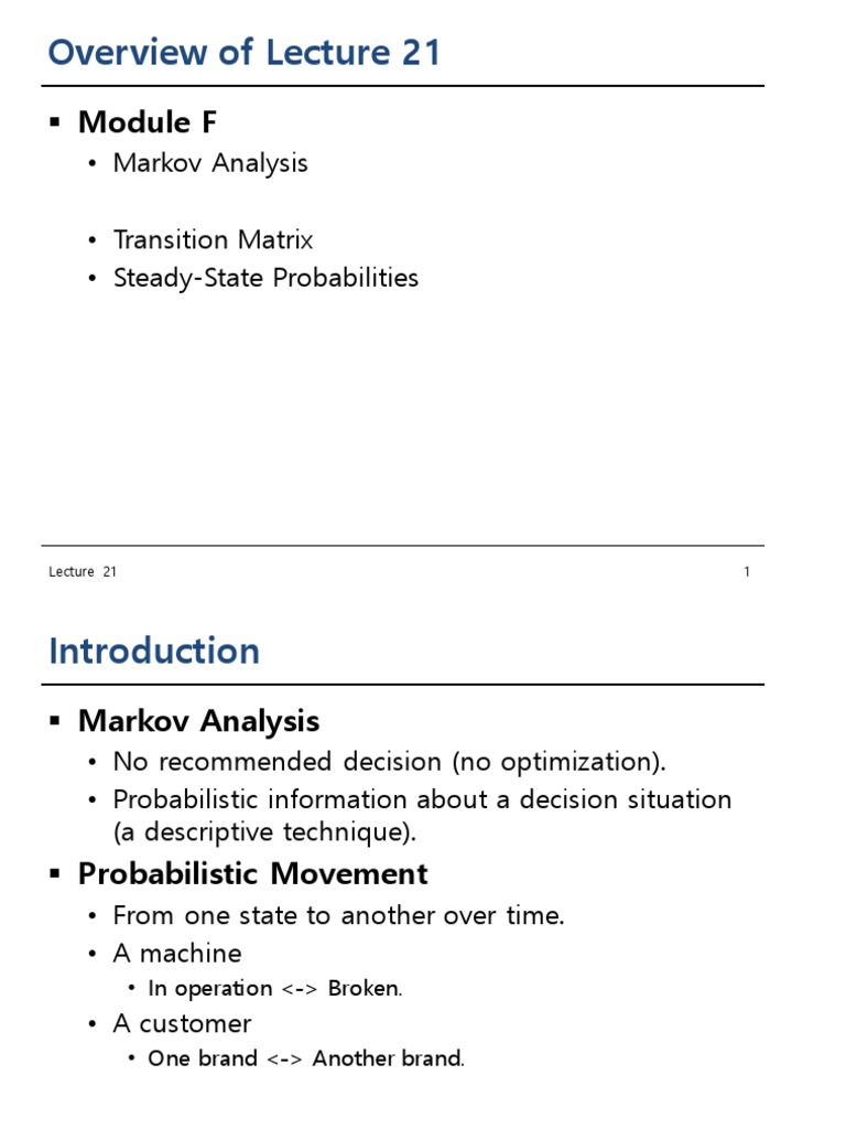 QM Lecture 21 2023 | PDF | Markov Chain | Mathematics