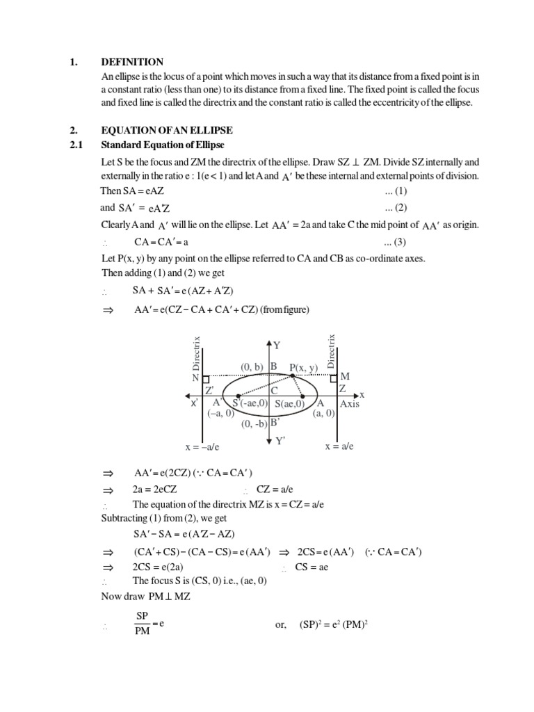 Ellipse-01 - Theory | PDF | Ellipse | Perpendicular