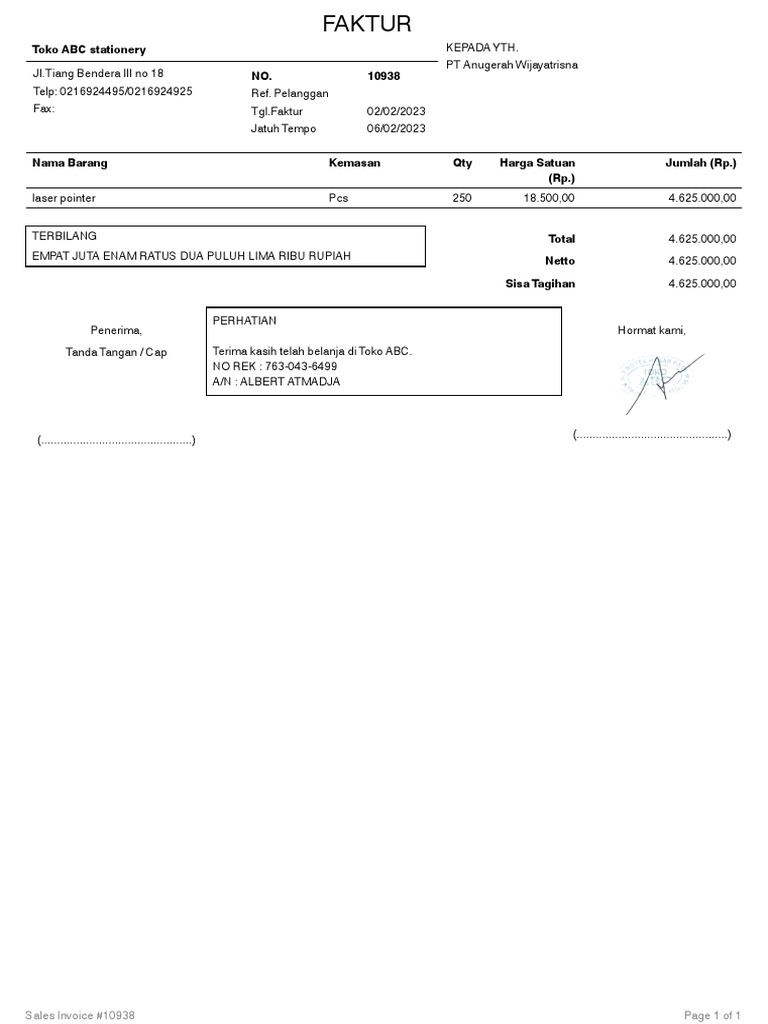 Invoice Merchandise BCI Equinox SBY 10 Feb 2023 | PDF