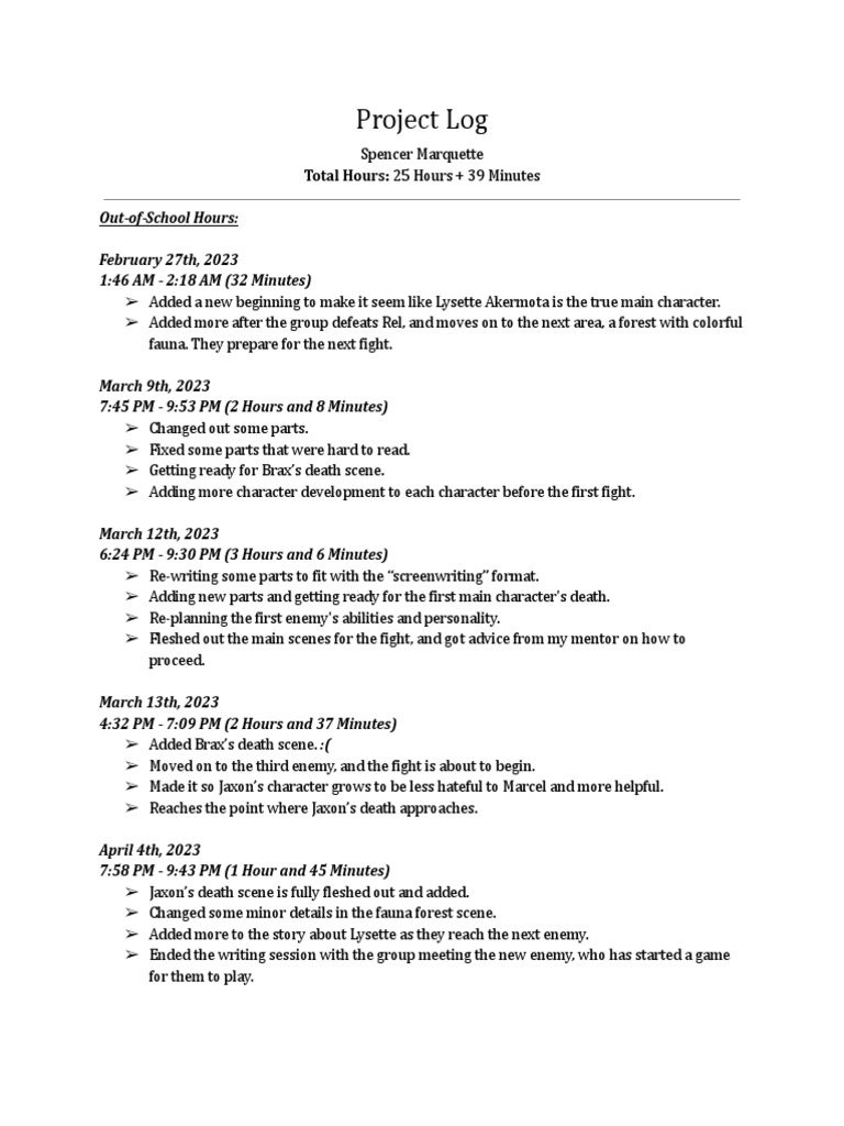Senior Project Log | PDF
