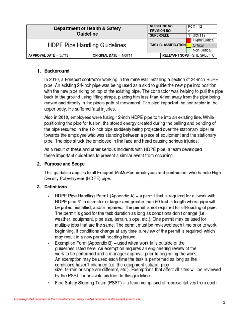 HDPE Pipe Safety Guidelines English | Download Free PDF | Pipe (Fluid ...