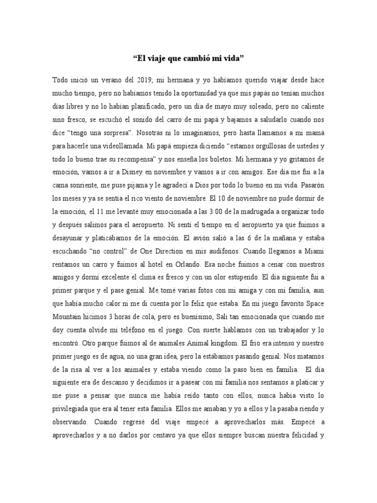 El Viaje Que Cambió Mi Vida | PDF