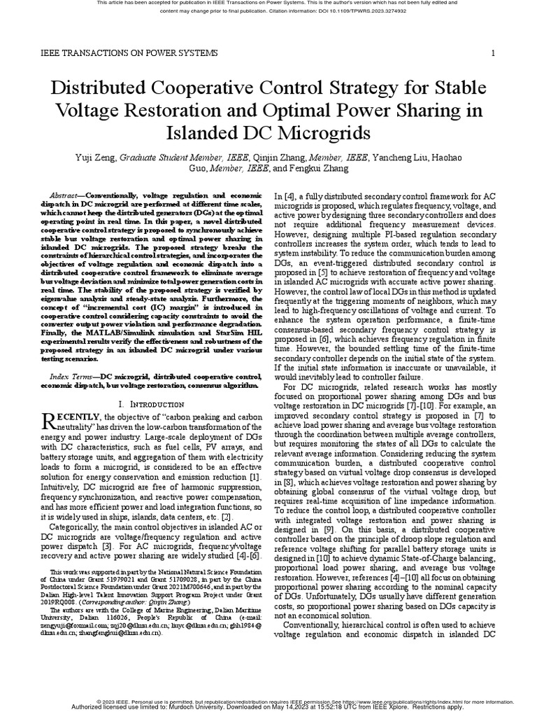 Distributed Cooperative Control Strategy For Stable Voltage Restoration ... Distributed Cooperative Control Strategy For Stable Voltage Restoration ...