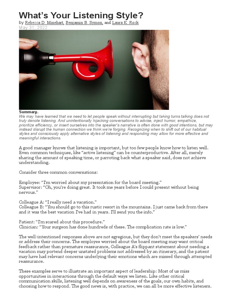 What's Your Listening Style | PDF | Conversation | Communication