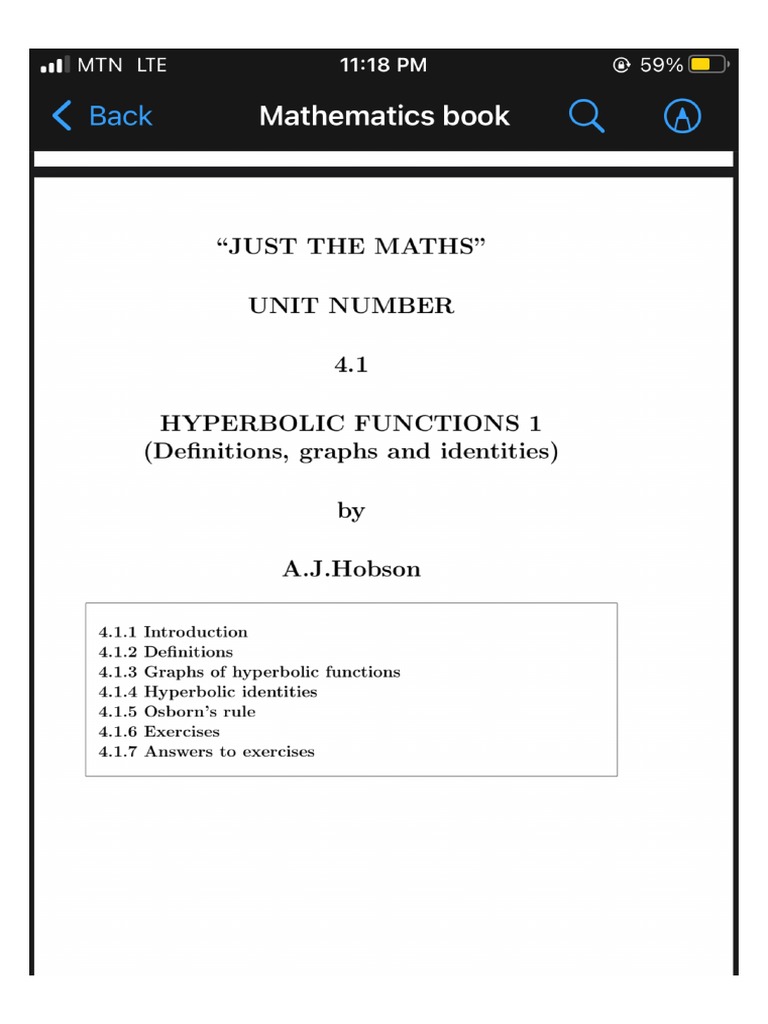 Hyperbolic Function | PDF