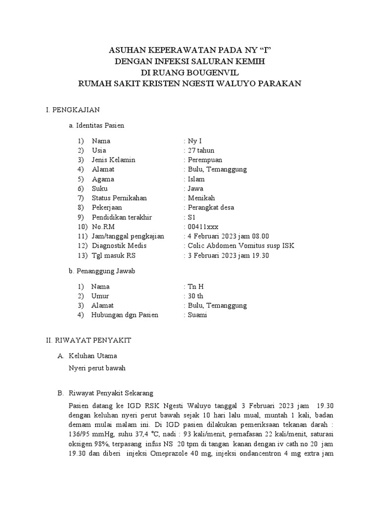 Asuhan Keperawatan ISK pada Ny. I | PDF