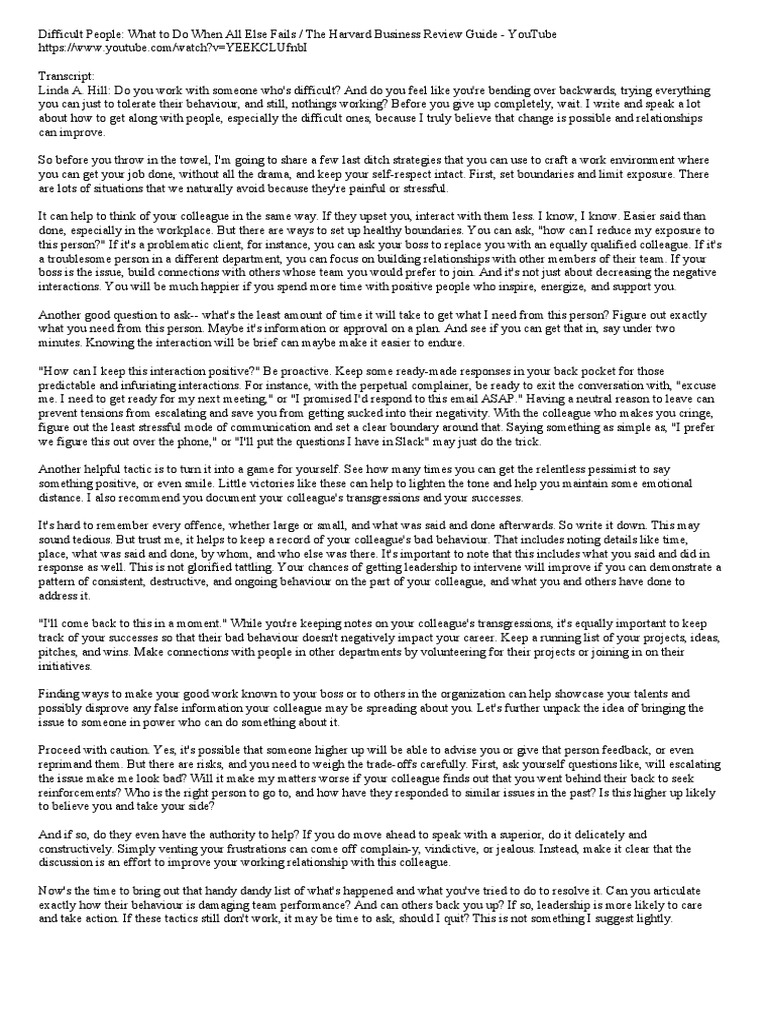 Difficult People | PDF | Leadership | Psychology