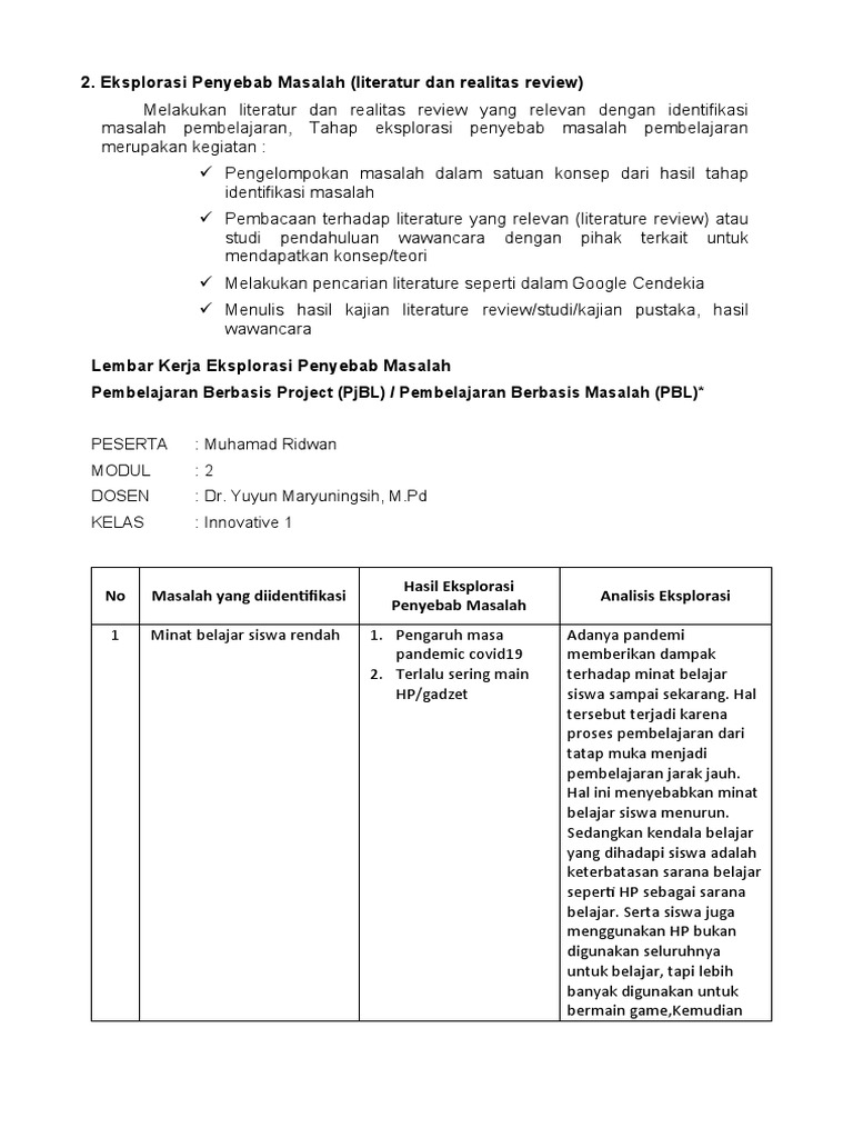 Lk-2.Eksplorasi Penyebab Masalah | PDF