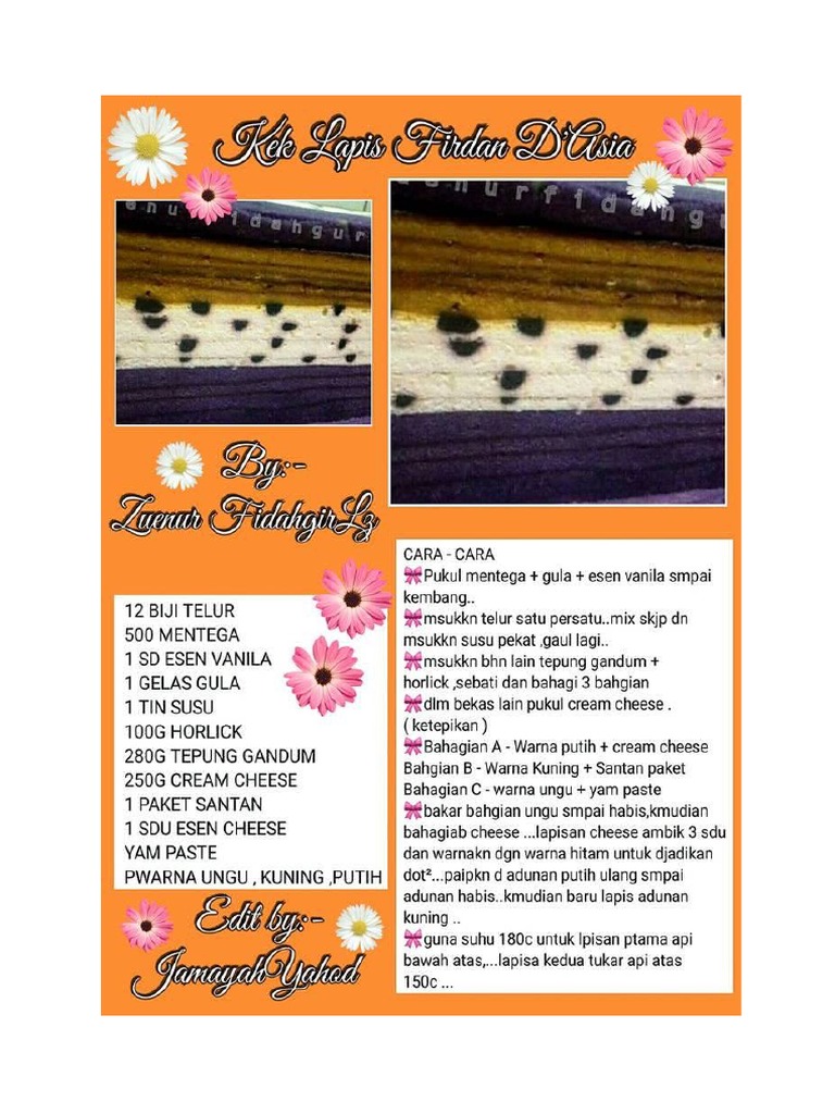 Kek Lapis Firdan D'asia | PDF