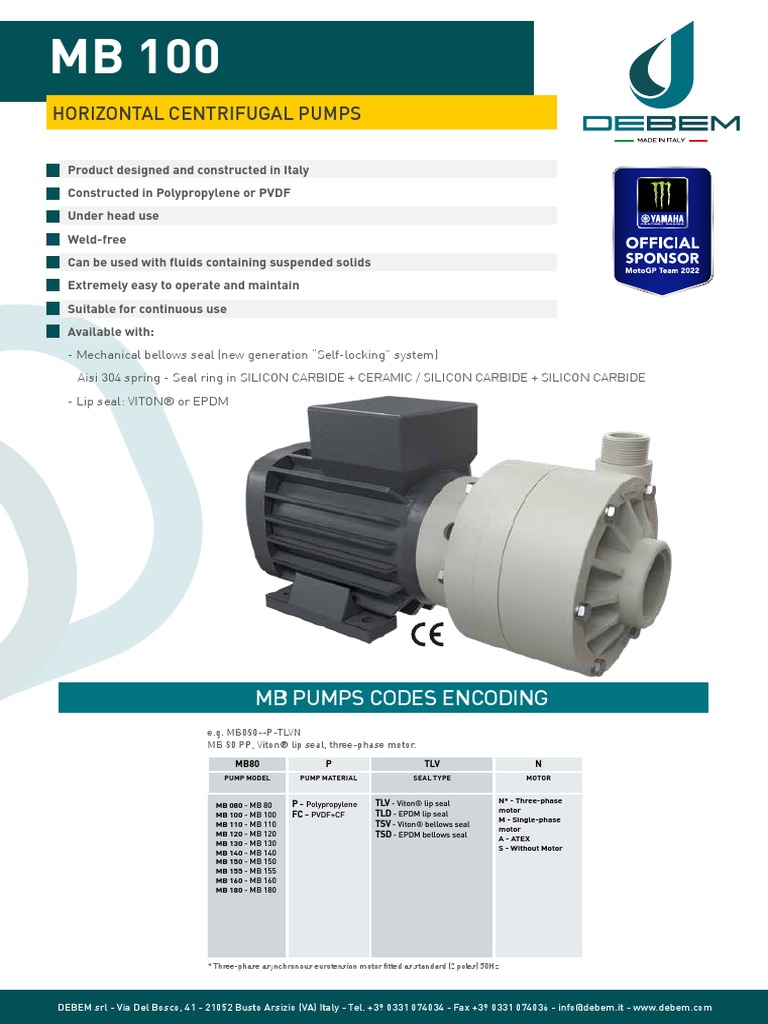 MB100 en | PDF | Pump | Materials