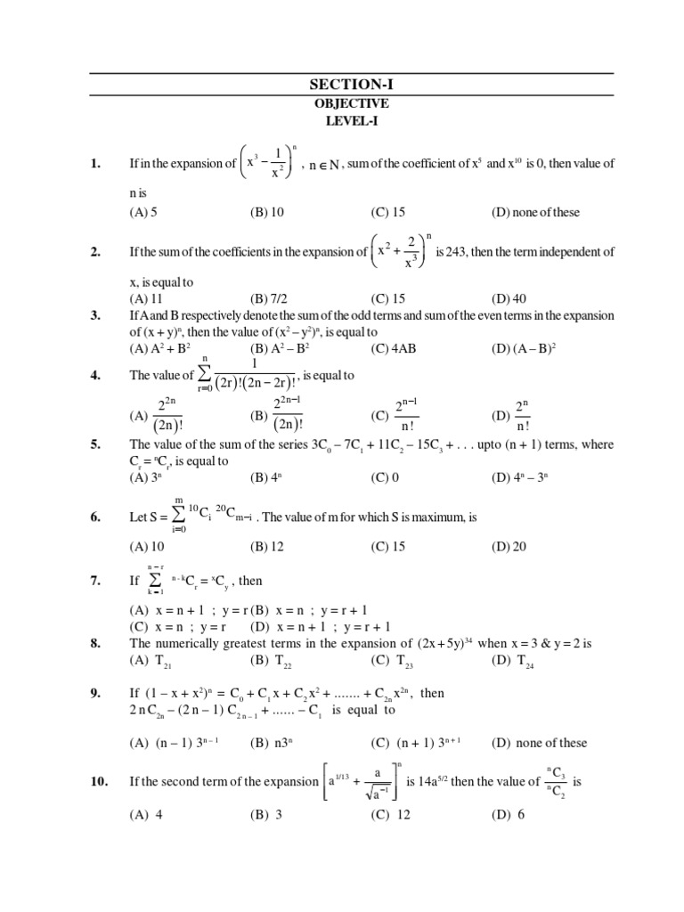 Binomial Theorem-03 - Exercise | Download Free PDF | Algorithms | Numerical Analysis